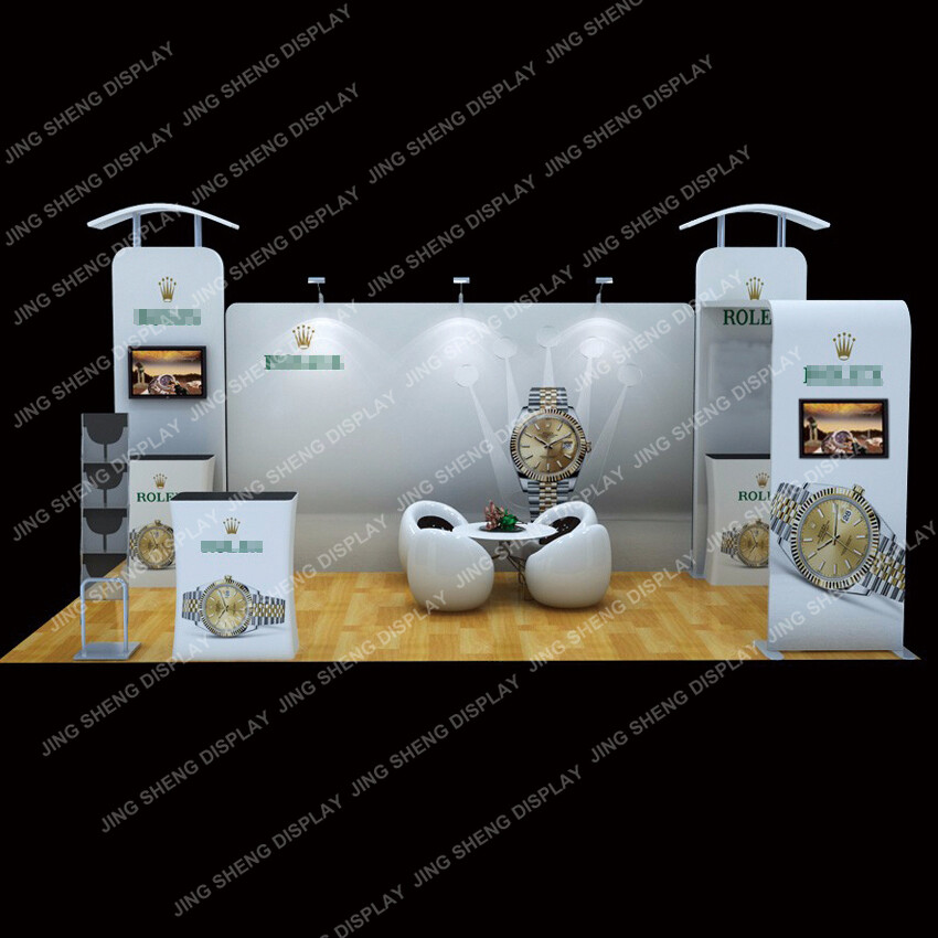 20ft Custom Trade Show Booth Displays with Archway Stand TV Mount ...