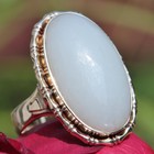 14k yellow gold ring 20.0ct white chalcedony size 10.25 antique ...