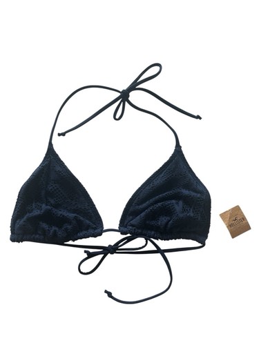 NWT Hollister Women's Size L String Bikini Navy Blue Crochet Lace Swim ...