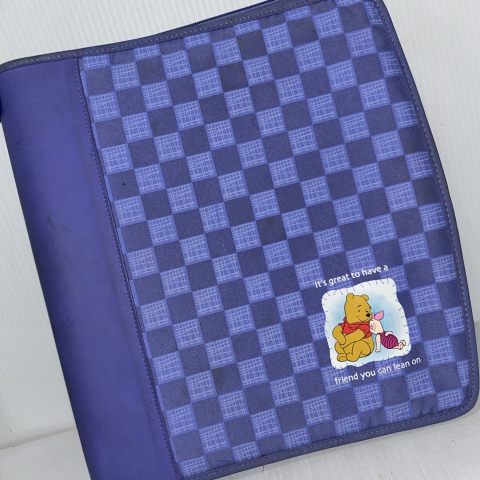 Vtg Disney Winnie the Pooh And Piglet Zippered 3-Ring Binder Trapper ...