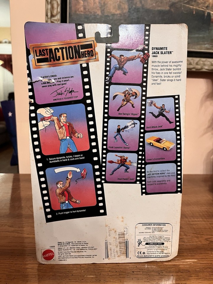Vintage 1993 Mattel Last Action Hero Dynamite Jack Slater Stunt Figure ...