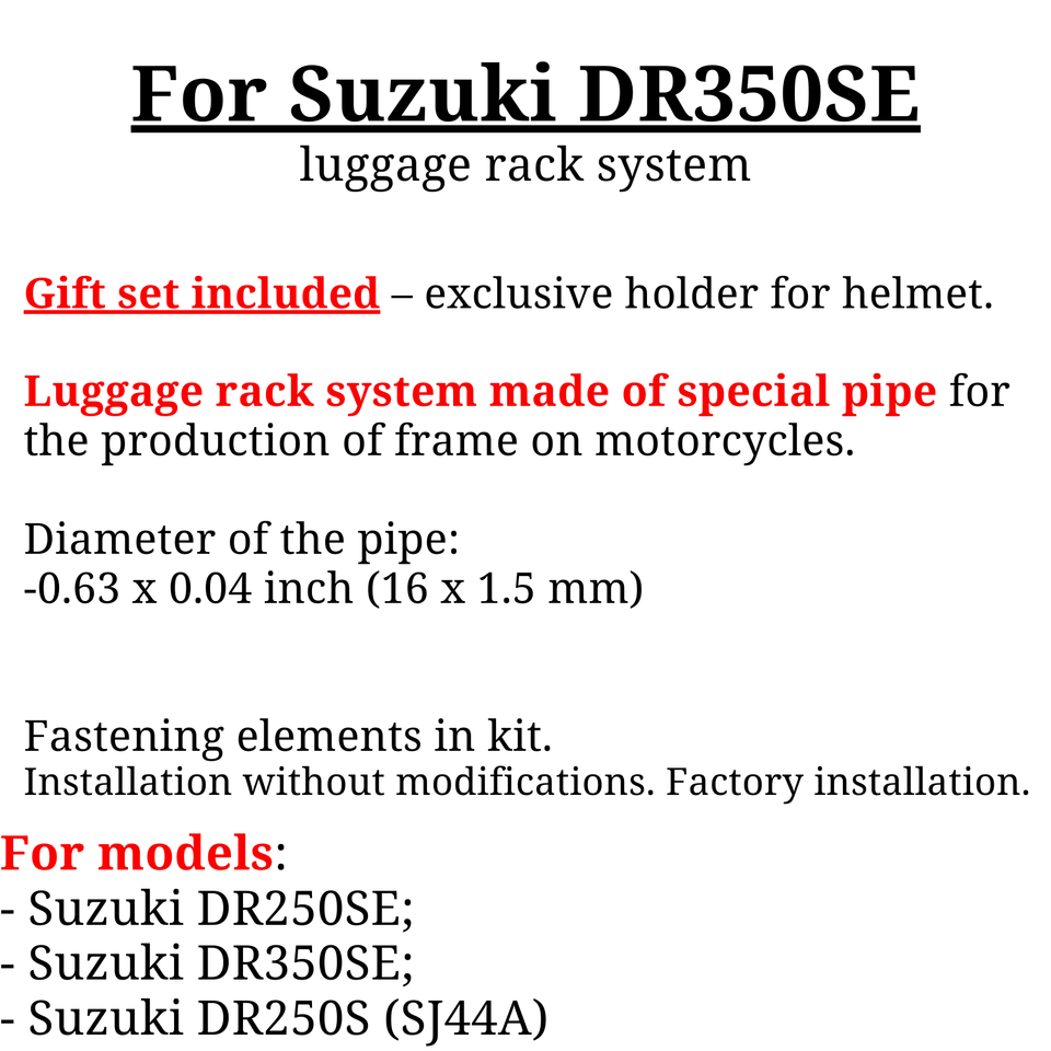 For Suzuki DR 350 SE Luggage rack system DR 250 SE Pannier rack Monokey ...