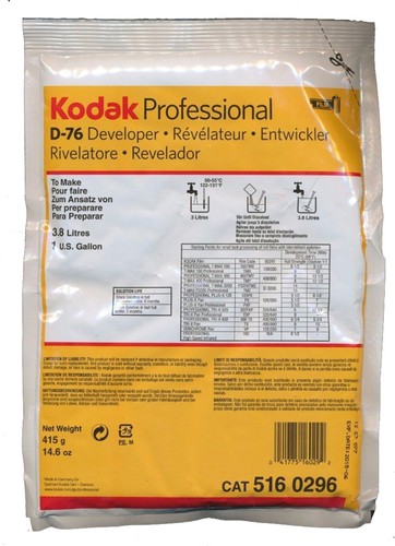 Kodak D-76 Developer Powder makes 1 Gallon for Black and White Film ...