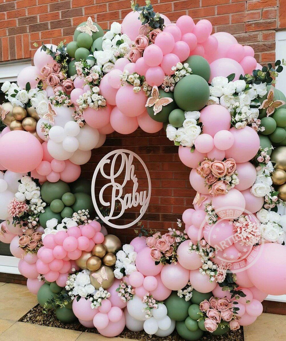 Pink And Green Birthday Balloons