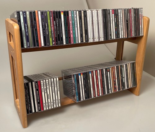 Vintage Wooden CD Rack Holder Dowel-type Stand Storage Holds 100 CDs ...
