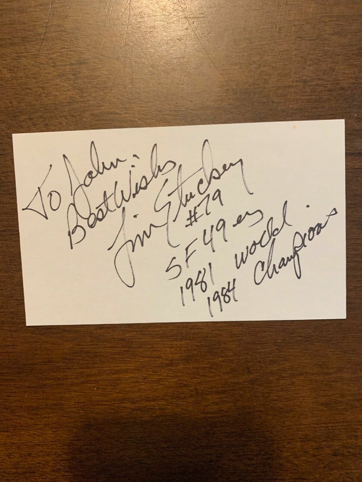 JIM STUCKEY - 49ERS FOOTBALL - AUTHENTIC AUTOGRAPH SIGNED INDEX -B1800 ...