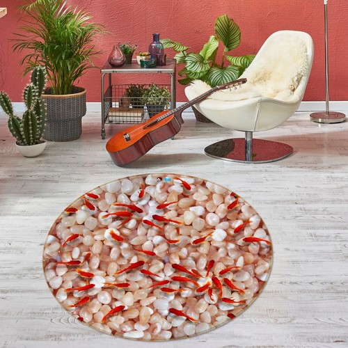 3D Cobblestone Red Fish O808 Game Rug Mat Round Elegant Photo Carpet ...