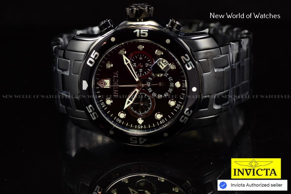Invicta Men's 48mm Pro Diver SCUBA Chronograph COMBAT Triple Black SS ...