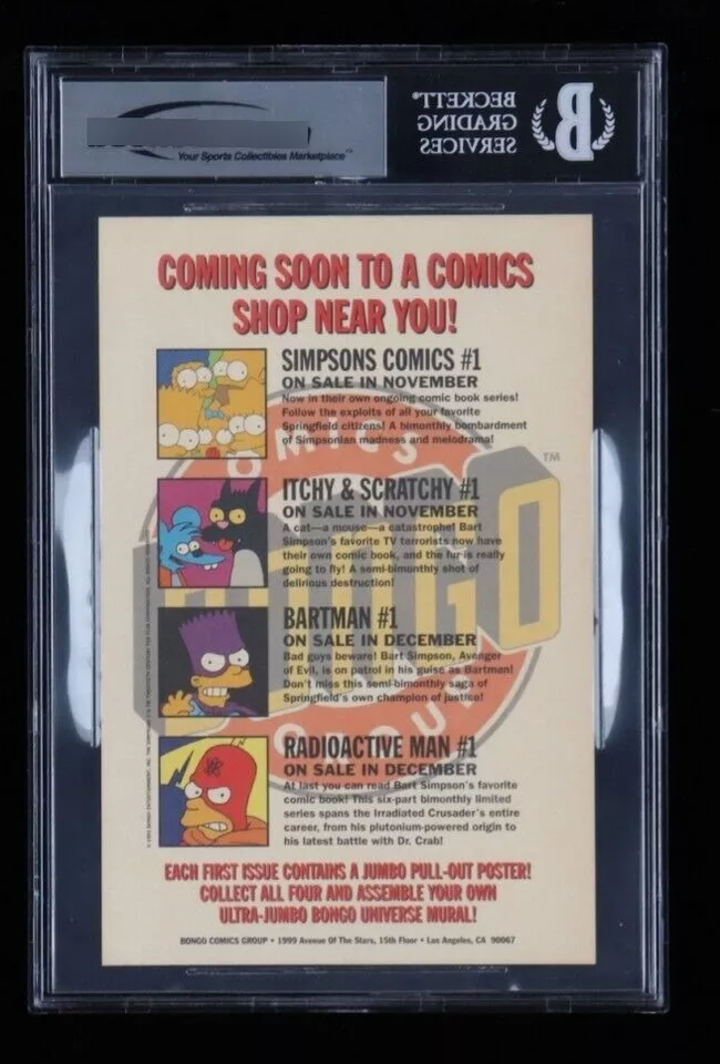 Matt Groening "THE SIMPSONS" Promo Card Sketch Signed BECKETT BAS Rare ...