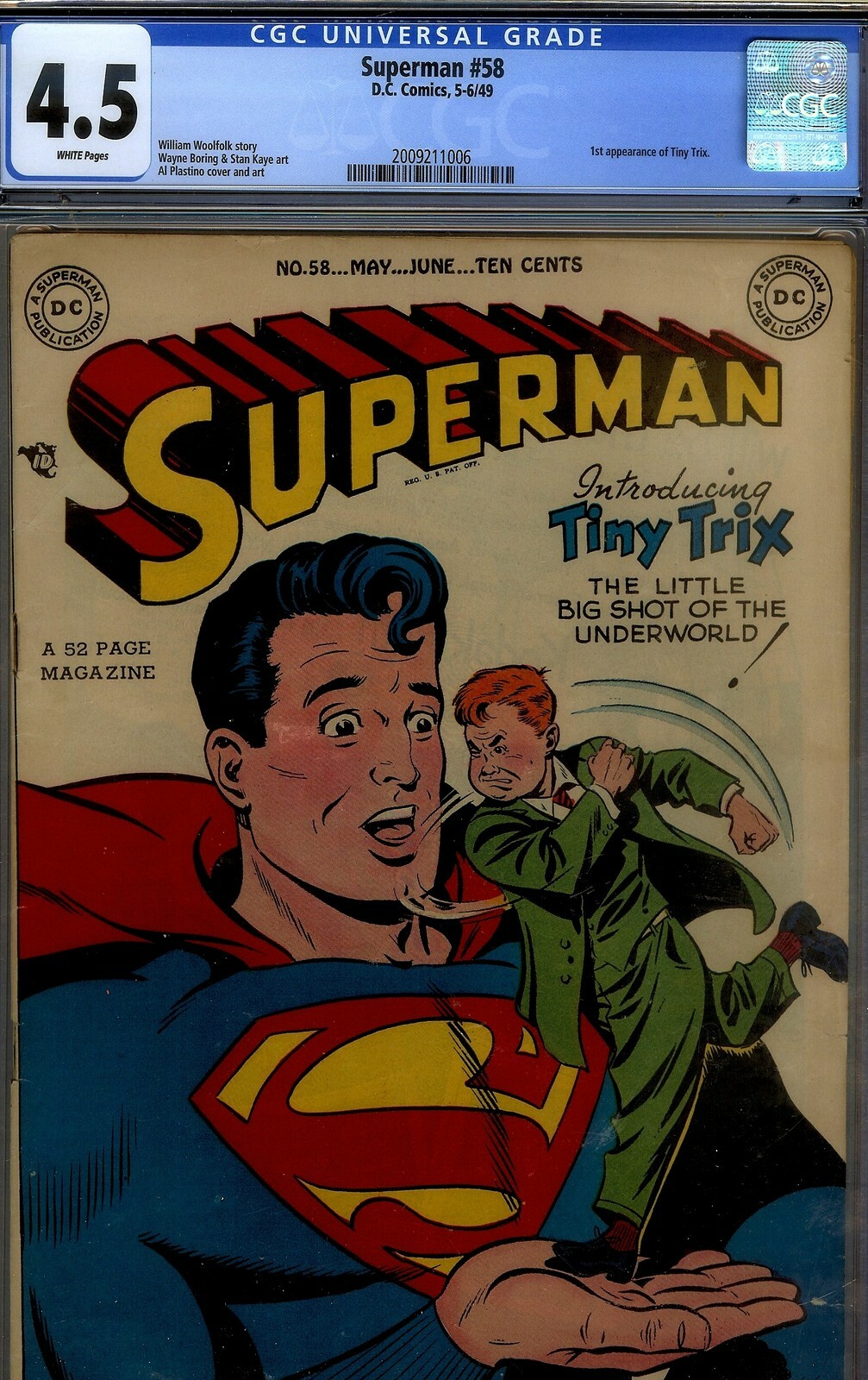 SUPERMAN # 58- CGC 4.5- 1949 DC RARITY- IST TINY TRIX | eBay