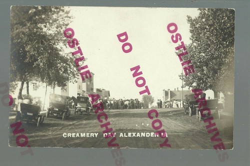Alexander IOWA RPPC c1910 CREAMERY DAY Main Street nr Latimer Clarion ...