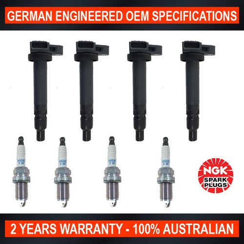 4x Genuine NGK Iridium Spark Plugs & 4x Ignition Coils for Toyota Hiace ...
