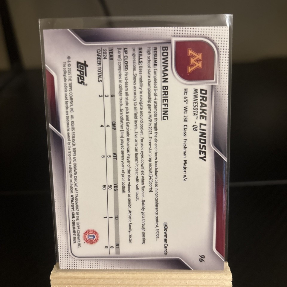 2025 Bowman University Chrome #96 Drake Lindsey | eBay