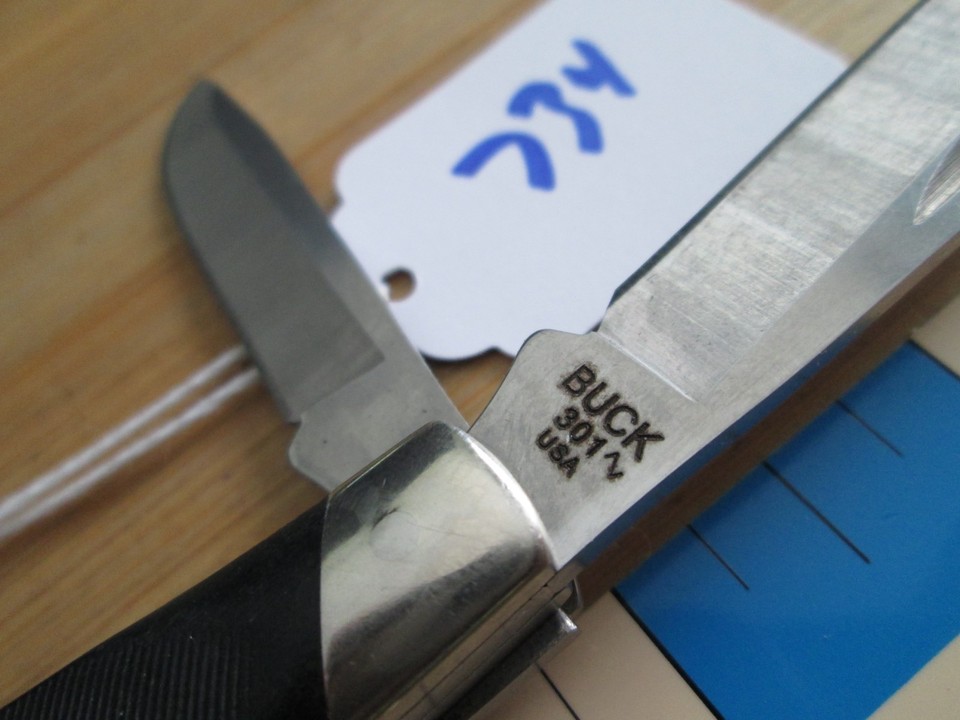 #734 Black Delrin Handled 2024 Buck 301 Stockman Three-Bladed USA Knife | eBay