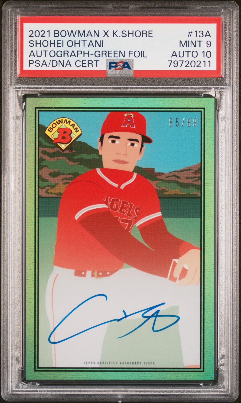 2021 Bowman x Keith Shore Green Foil On Card Auto Shohei Ohtani #13A ...