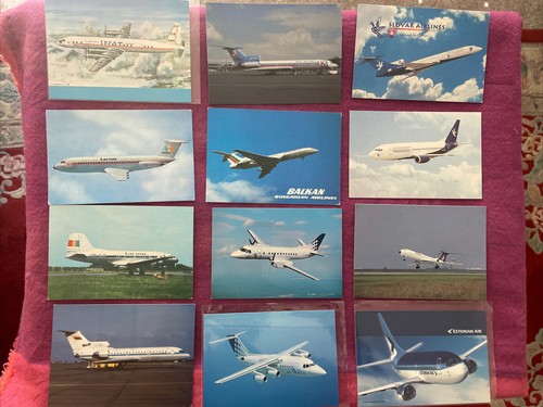 Eastern european Airlines issued 60s-90s era prop/jet fleet postcards ...