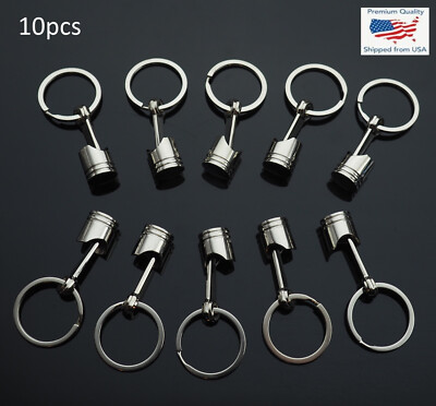 10x PCS Piston Connecting Rod Car Engine Silver Metal 3D Keychain Key ...