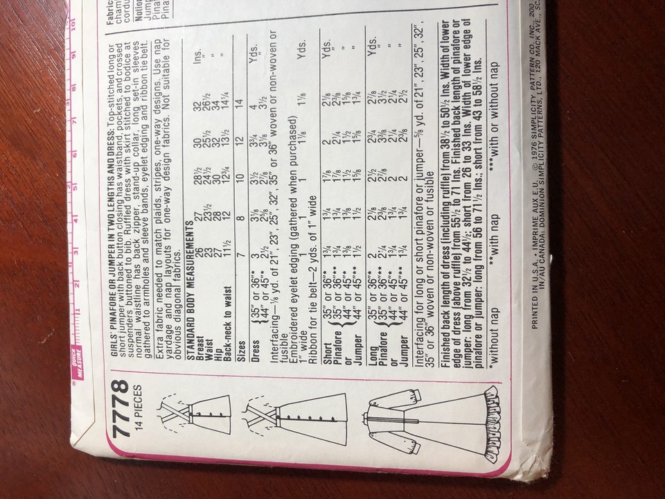 Sewing Pattern 1970’s Simplicity Number 7778 SZ 8 & 10 Year 1976 Dress ...