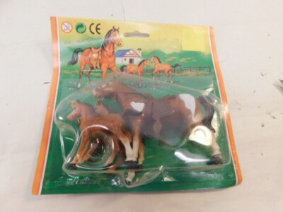 Horse Set for Kids 3 pc Set Toy Horses Brown with White Set | eBay