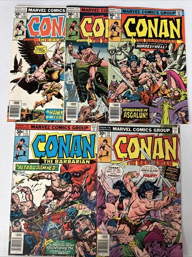 Conan The Barbarian #70 71 72 74 75 1977 Lot Run Set Marvel Bronze Age ...