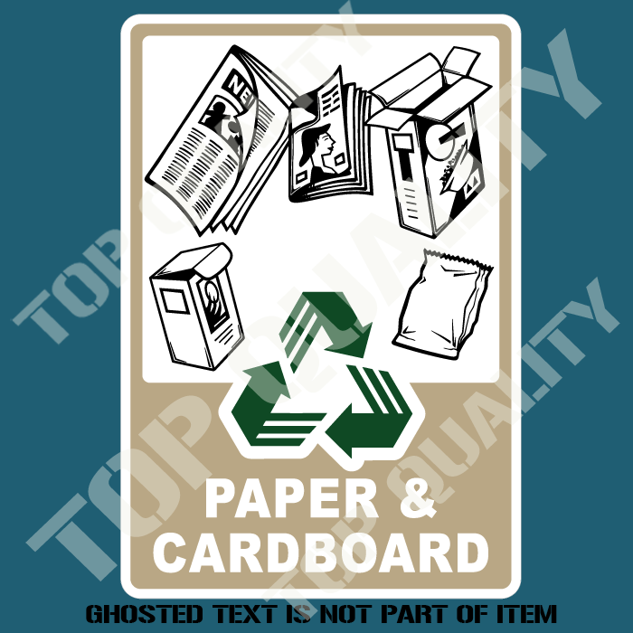 PAPER & CARDBOARD RECYCLE DECAL STICKER GARBAGE BIN OH&S SAFETY DECALS ...