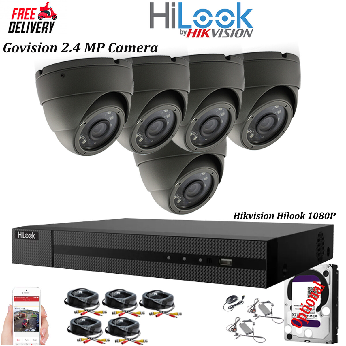 HIKVISION CCTV SYSTEM HILOOK 4CH 8CH 16CH 1080P DVR CAMERA KIT HOME ...