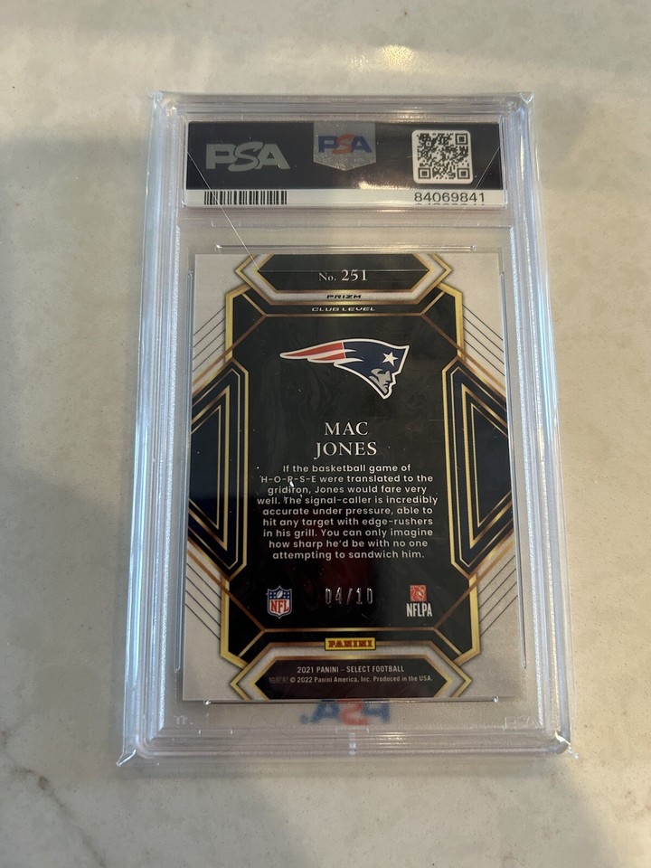 MAC JONES PSA 10 2021 PANINI SELECT #251 GOLD DISCO PRIZM RC PATRIOTS /10 POP 6 | eBay