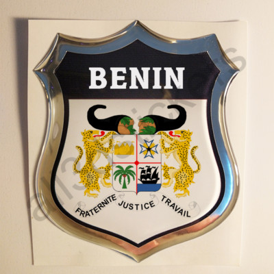 Sticker Benin Emblem Coat of Arms Shield 3D Resin Domed Gel Vinyl Decal ...