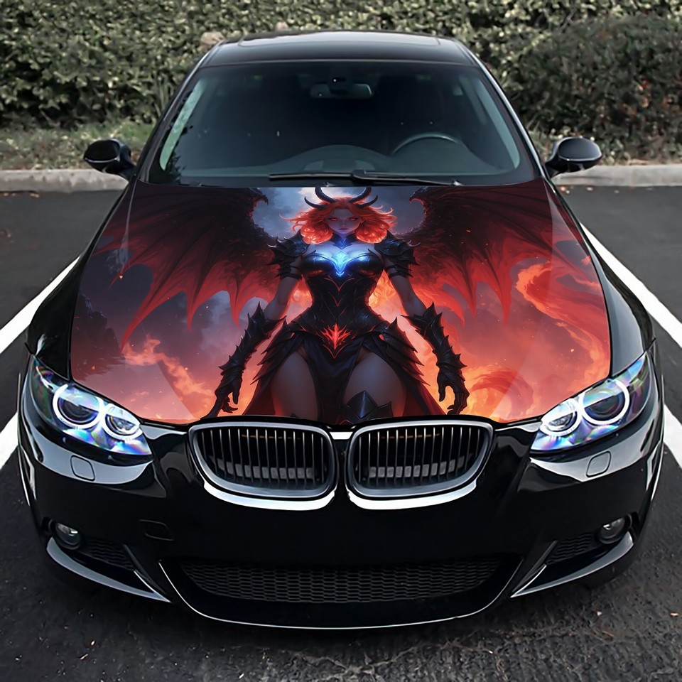 Devil Girl Car Hood Wrap Decal Vinyl Sticker Evil Full Color Graphic ...