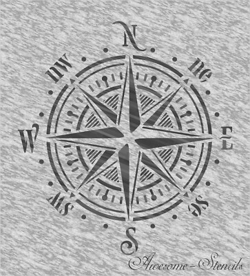 Reusable Large Wall Pattern - Compass Rose Stencil - Home Decor Art | eBay