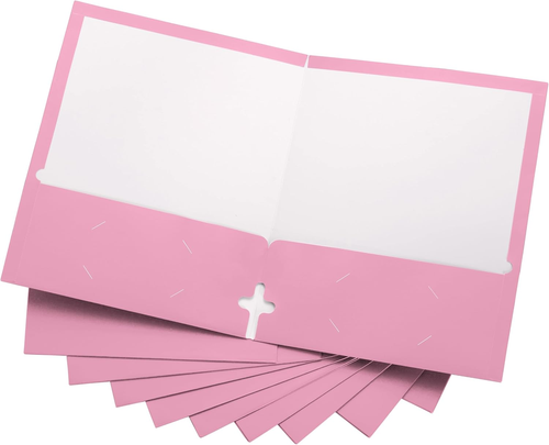 10 Pack Two Pocket Folders, Pink, Strong Thick Paper Folders, for ...