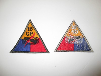 e0125 WW2 US Army Armored Tank Battalion Triangle patch 16th Armor ...