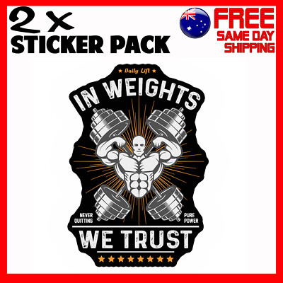 2 x Stickers In Weights We Trust Gym Bodybuilding Car Bumper Funny ...