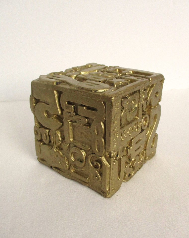 Sheldon Rose Alpha Sculpt Cube Sculpture Metal Vintage MCM Letterpress ...