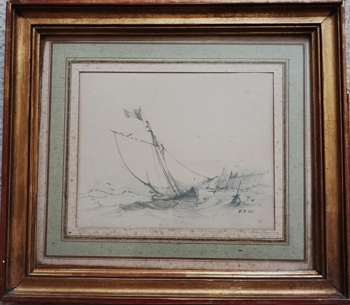 Dessin 1864 - marine - François Barry (1813-1905) attr. à - Marseille ...