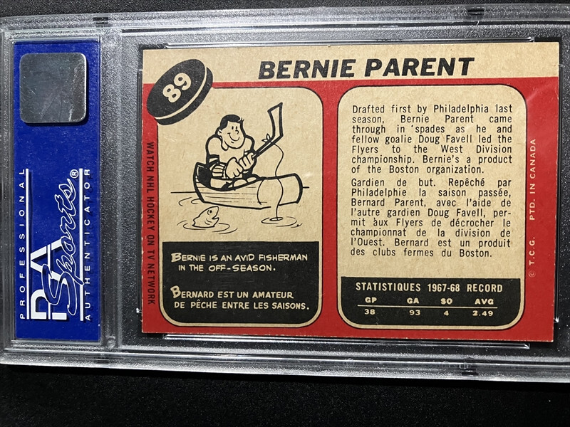 1968 O-Pee-Chee OPC Hockey 89 Bernie Parent Rookie PSA 8 NM-MT (OC ...