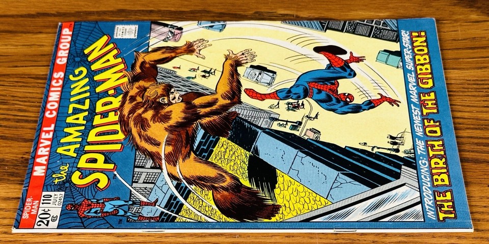 AMAZING SPIDER-MAN #110 1ST APPEARANCE OF THE GIBBON 1972 Marvel KRAVEN ...