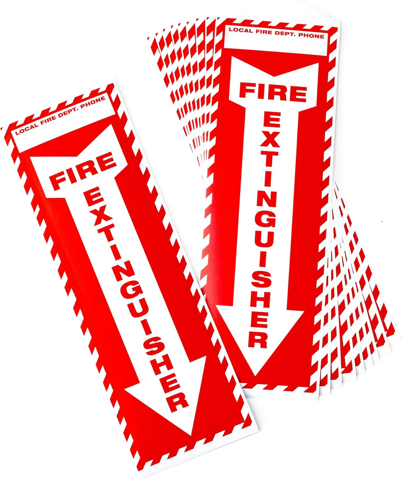 Fire Extinguisher Sign, down Arrow Stickers, Pack of 10 (4 X 12"), Red ...