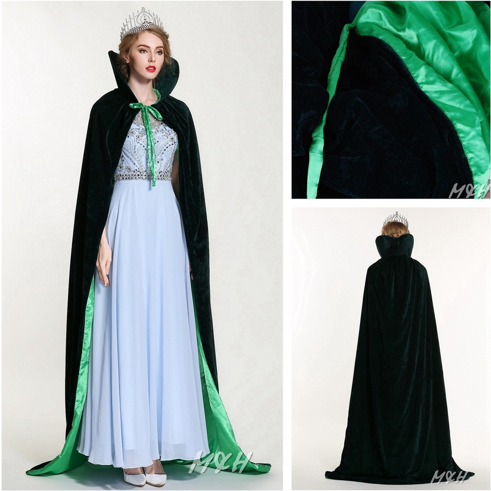 Velvet Cloak Cape 71" Satin High Collar Pageant Party Costumes Coat ...