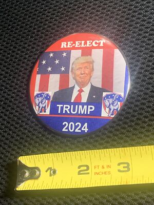 Trump 2024 Re- Elect Pin pinback badge US Flag Republican party ...