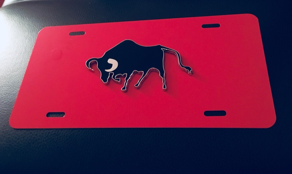 3D Custom Black Bull License Plate / Bull On Red License Plate/ Free ...