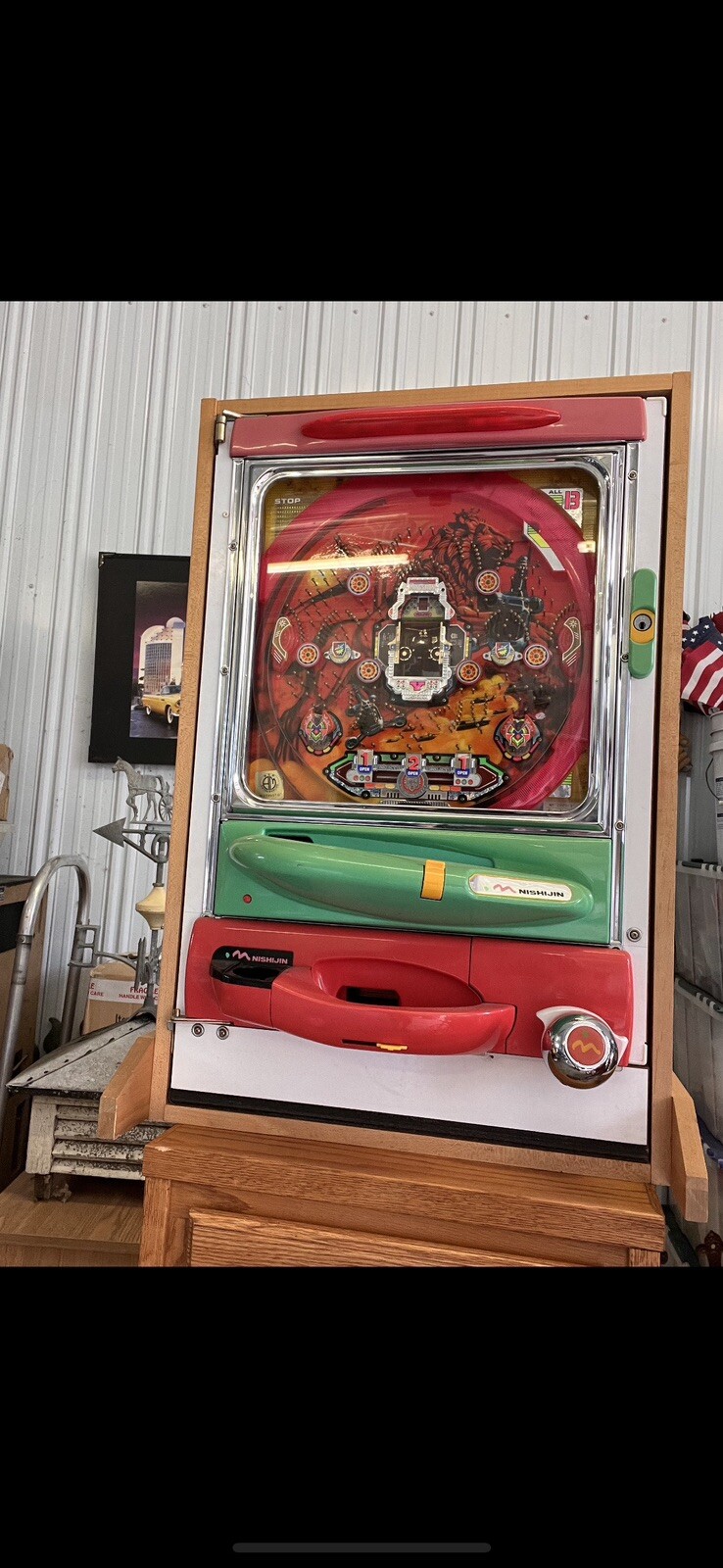 PACHINKO NISHJIN SLOT MACHINE PINBALL MADE IN JAPAN WITH WOOD STAND | eBay