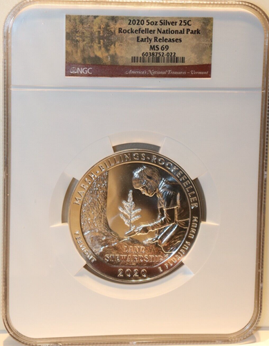 2020 5 oz .999 Silver ATB Coin Rockefeller NP NGC MS69 Early Releases ...