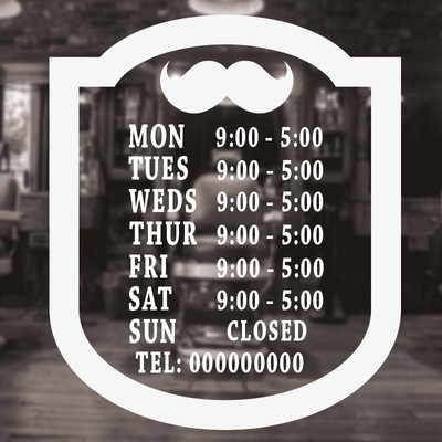 Barber Shop Opening Hours Sign, Barber Shop Opening Times Shop Window ...