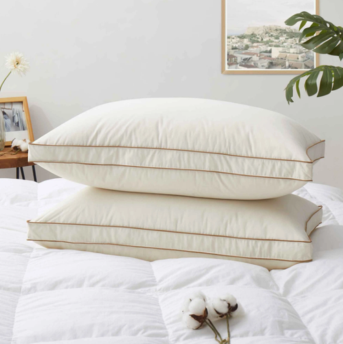 2 Pack Gusset 75% White Down Pillows, 100% Organic Cotton, King Or ...