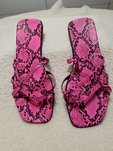 14th & Union Caite HotPink/Black Snake Print Strappy Thong Flip Flop ...