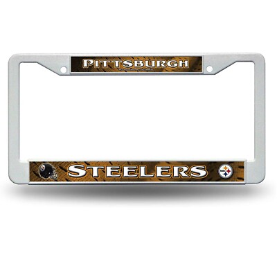 NFL Football Team Pittsburgh Steelers White Plastic Auto License Plate ...
