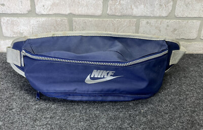 Vintage NIKE Fanny Pack Waist Bag Blue Large Gray Tag Swoosh Belt Bag ...
