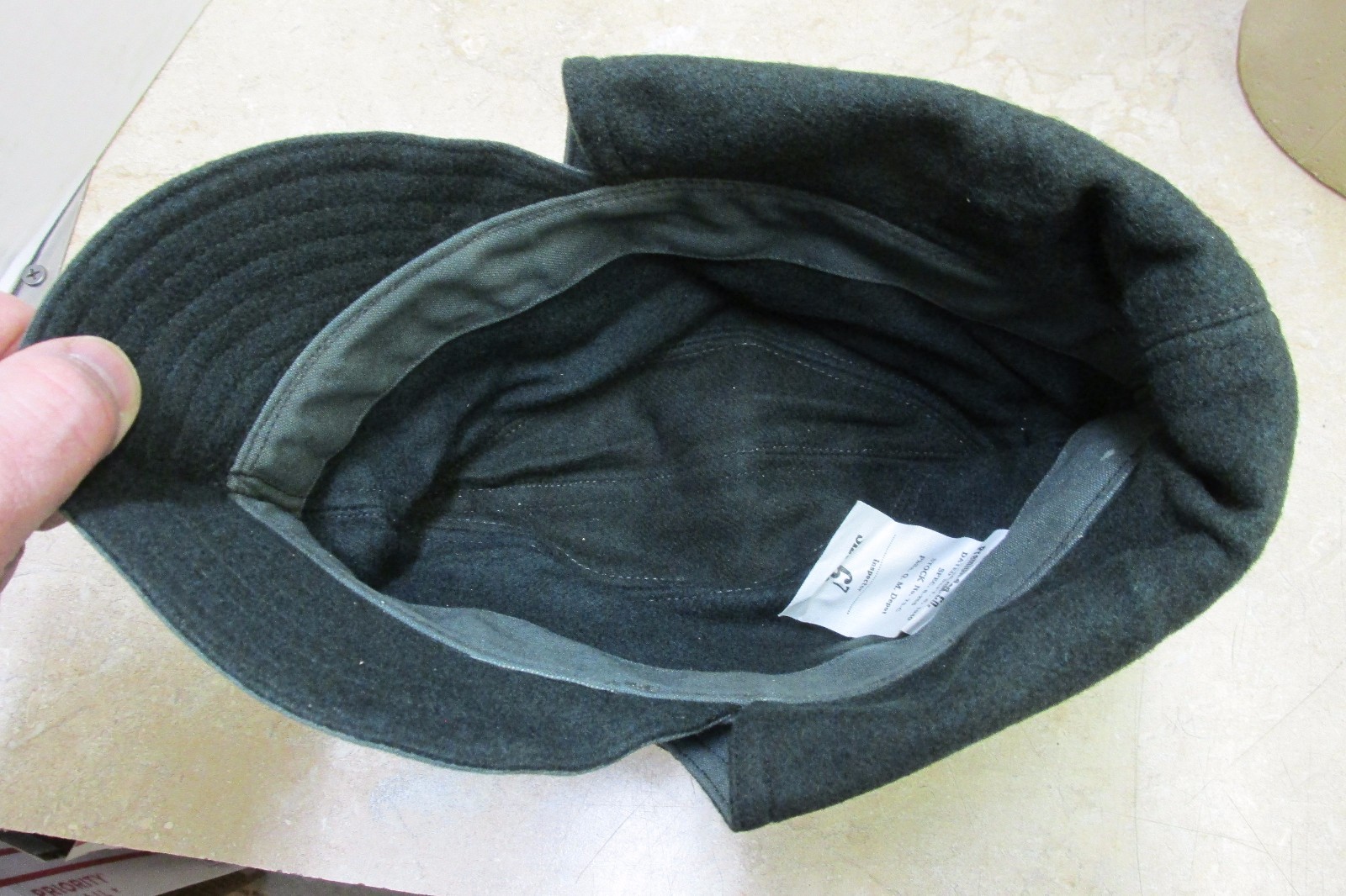 WW2 CCC COLD WEATHER FIELD CAP HAT M1907 TYPE WOOL LINING GREEN DATED ...