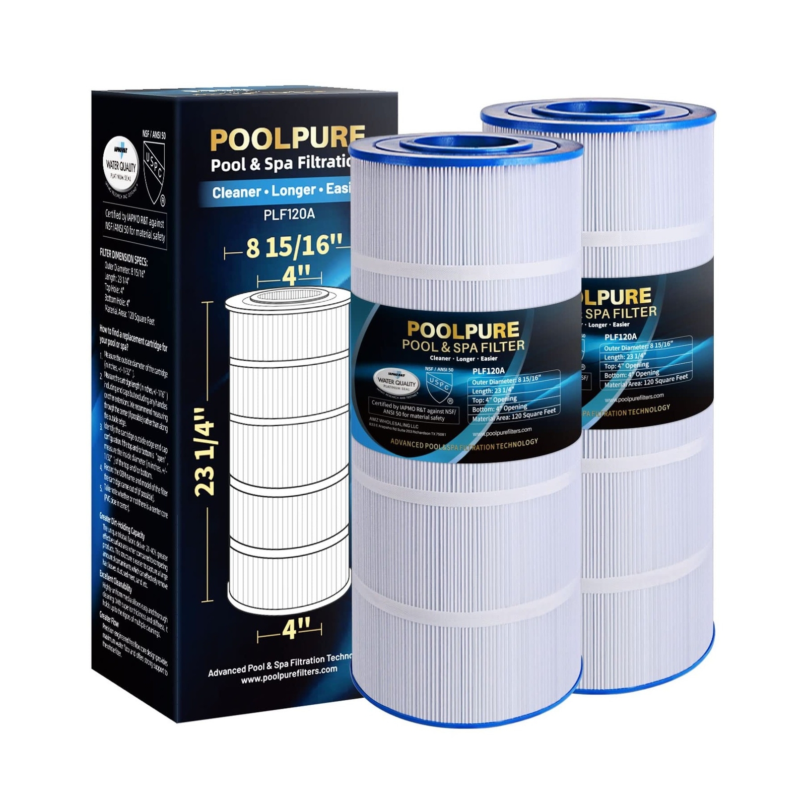 POOLPURE PA120 Pool Filter Replaces Hayward C1200, CX1200RE, Unicel C ...